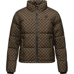Winterjacke Ragwear "Serah Print", Damen, Gr. XXL (44), braun, Au&szlig;enmaterial: 100% Polyester. Innenfutter: 100% Polyester. Wattierung: 100% Polyester, gerade h&uuml;ftlang, hoch geschlossener Ausschnitt, &Auml;rmel ohne &Auml;rmelschlitz Rippstrickb&uuml;ndchen, Jacken Winterjacke, wasserdichte Winter Steppjacke mit Hahnentritt Muster
