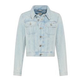 Jeansjacke Calvin Klein Jeans "CROP 90S", Damen, Gr. XXS (34), driftwood blau, Denim/Jeans, Obermaterial: 100% Baumwolle, unifarben, schmal taillenbedeckt, Rundhals, 1-Knopf-Manschette, Jacken, schmale, kurze Passform, used-washed