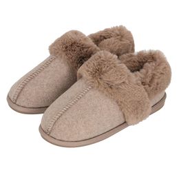 Hausschuh Apollo, Damen, Gr. 41/42, beige (taupe), Obermaterial: 100% Polyester. Futter: 100% Polyester. Laufsohle: 100% Gummi, Schuhe Hausschuh, mit strapazierf&auml;higer Gummisohle