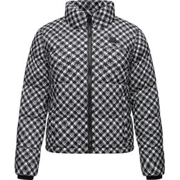 Winterjacke Ragwear "Serah Print", Damen, Gr. M (38), schwarz, Außenmaterial: 100% Polyester; Innenfutter: 100% Polyester; Wattierung: 100% Polyester, gerade hüftlang, hoch geschlossener Ausschnitt, Ärmel ohne Ärmelschlitz Rippstrickbündchen, Jacken Winterjacke, wasserdichte Winter Steppjacke mit Hahnentritt Muster