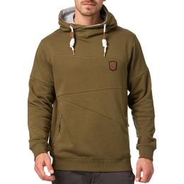 Kapuzensweatshirt INDICODE "INAix", Herren, Gr. L, grün (schwarz olive), Sweatware, Obermaterial: 60% Baumwolle, 40% Polyester, unifarben, regular fit normal, Rundhals, Rippbündchen, Sweatshirts
