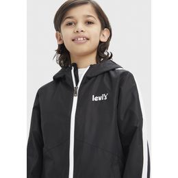 Windbreaker LEVI'S KIDS "LVB CORE WINDBREAKER", Jungen, Gr. 10 (140), schwarz, Web, Obermaterial: 100% Polyester, unifarben, regular fit normal, Bündchen, Jacken, mit Logo Print for BOYS