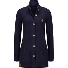 CRÉATION L Damen Longstrickjacke mit Stehkragen marine Größe 40