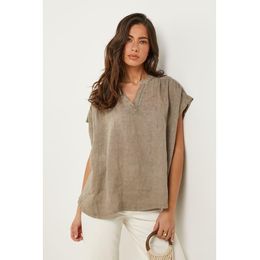 Le Monde du Lin Leinen-Shirt in Taupe - 76% | Gr&ouml;&szlig;e 38/40 | Damen-tops