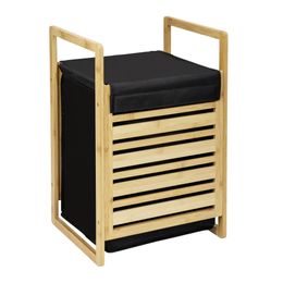 Wenko Wäschetruhe 'Ecori' Bambus, Polyester schwarz 40 x 60 x 35 cm