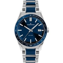 Quarzuhr Jacques Lemans "Liverpool", blau (silberfarben, blau), Armbanduhren, Damen, Armbanduhr,Herrenuhr,Damenuhr,Edelstahlarmband,bis 10 bar wasserd.