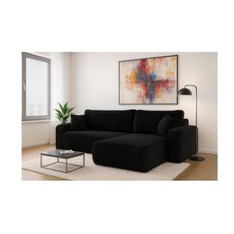 Inter Trading Ecksofa Austin 244x145 cm Cord Schwarz Poso 135