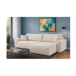 Inter Trading Ecksofa Austin 272x224 cm Cord Creme Poso 100