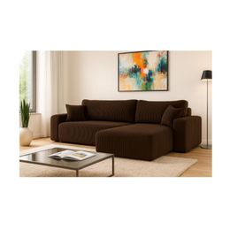 Inter Trading Ecksofa Austin 272x224 cm Cord Braun Poso 06