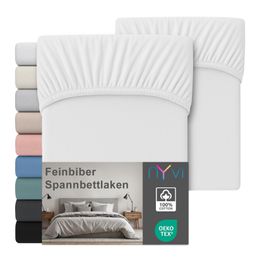 NYVI Feinbiber Spannbettlaken Deluxe f&uuml;r Matratzen bis 25 cm Stegh&ouml;he - Extra Warm & Weich, 100% Baumwolle, B&uuml;gelfrei, Vorgekrumpft Farbe:Wei&szlig;;Gr&ouml;&szlig;e:200x200 cm (2er Set)