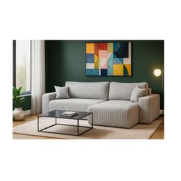 Inter Trading Ecksofa Austin 244x145 cm Cord Silbergrau Poso 110
