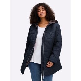 sheego Damen Steppjacke mit kariertem Innenfutter, tiefblau, Größe 42