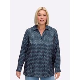 sheego Damen Tunika mit Alloverdruck und Krempelfunktion, tiefblau-dunkelblau-bedruckt, Gr&ouml;&szlig;e 40