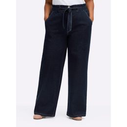 sheego Damen Jeans in Paperbag-Optik, mit Bindeband, dark blue, Gr&ouml;&szlig;e 46