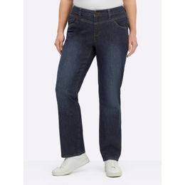 sheego Gro&szlig;e Gr&ouml;&szlig;en Jeans in 5-Pocket-Form, dark blue used, Gr&ouml;&szlig;e 44 - Damen