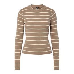 Pieces Pullover Damen Gr&ouml;&szlig;e L taupe / wei&szlig;