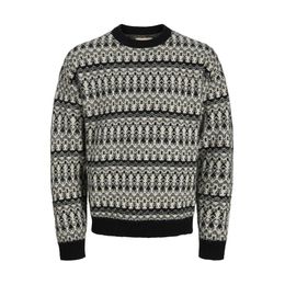 Jack & Jones Premium Pullover 'JPRBLUMAX FAIRISLE' Herren Gr&ouml;&szlig;e M grau / schwarz