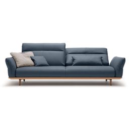 4-Sitzer "CR.460 Designsofa mit erstklassigem Sitzkomfort", blau (blaugrau 534, 73), B:248cm H:103cm T:100cm, NaturLEDER OSKAR (echtes Rindsleder), CREATION BY ROLF BENZ, Sofas, Sockel in Eiche, F&uuml;&szlig;e Eiche natur, Breite 248 cm