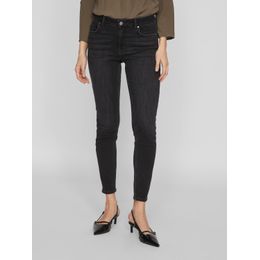 Skinny-fit-Jeans Vila "VISARAH WU01 RW SKINNY JEANS - NOOS", Damen, Gr. S (36), Länge 32, schwarz (schwarz denim), Denim/Jeans, Obermaterial: 82% Baumwolle, 10% sonstige Fasern, 6% Polyester, 2% Elasthan, unifarben, skinny fit, Jeans