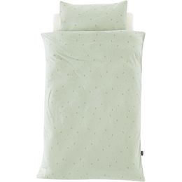 Tr&auml;umeland Babybettw&auml;sche TR&Auml;UMELAND "Jersey Fiore", gr&uuml;n, B/L: 100cm x 135cm, 1 Stk., 1 Stk., Jersey, B/L: 60cm x 40cm, 2 Stk., Jersey, Obermaterial: 100% Baumwolle, Bettw&auml;sche, Blumen allover