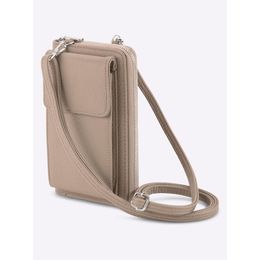 Handytasche Heine, Damen, Gr. B/H/T: 10,5cm x 18,5cm x 3cm, grau (taupe), Polyurethan, unifarben, Taschen