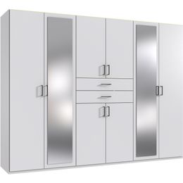 Kleiderschrank wimex "Diver Drehtürenschrank mit Spiegel, 180, 225 o. 270cm breit", weiß, griffe schwarz, B:270cm H:207cm T:58cm, Schränke, Bestseller Schlafzimmerschrank wahlweise 3 Innenausstattungen