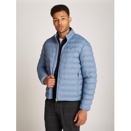 Steppjacke Tommy Hilfiger "PACKABLE RECYCLED JACKET", Herren, Gr. L, blau (brisk blau), Web, Obermaterial: 100% Polyamid, unifarben, normal kurz, elastischer Bund, Jacken Steppjacke, Winterjacke mit Logostickerei