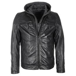 Lederjacke Mustang "31019261", Herren, Gr. L, schwarz, Obermaterial: 100% Lammleder; Innenfutter: 100% Baumwolle; Wattierung: 100% Polyester; &Auml;rmelfutter: 55% Baumwolle, 45% Polyester; Kapuze: 100% Polyester, Jacken