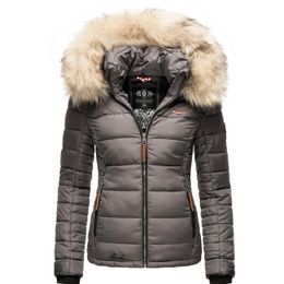 Winterjacke Marikoo "Lerikaa", Damen, Gr. XL (42), grau, Oberstoff: 100% Polyester, Futter: 100% Polyester, Wattierung: 100% Polyester, Ärmelfutter: 100% Polyester, Kunstpelz: 90% Polyacryl, 10% Polyester, tailliert hüftbedeckend, hoch geschlossener Ausschnitt, mit Knopf Rippstrickbündchen kontrastfarben, Jacken, Winter Steppjacke mit abnehmbarem Kunstfell