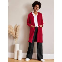 Longstrickjacke Inspirationen, Damen, Gr. 42, rot, 50% Viskose, 25% Polyester, 25% Polyamid, unifarben, Strickjacken Longstrickjacke