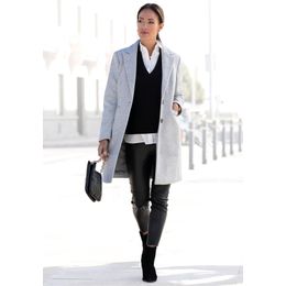 Kurzmantel Lascana, Damen, Gr. 42, grau (grau, meliert), Web, Obermaterial: 100% Polyester. Futter: 100% Polyester, meliert, figurumspielend kniefrei, M&auml;ntel Kurzmantel, im klassischen Design, Damenmantel, Blazermantel, casual-chic