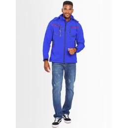 Softshelljacke Arctic Seven "ASPierr", Herren, Gr. 3XL, blau, Obermaterial: 96% Polyester, 4% Elasthan; Innenseite: 100% Polyester, Jacken Softshelljacke, sportliche Outdoor Funktionsjacke mit abnehmbarer Kapuze