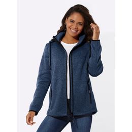 Fleecejacke Casual Looks, Damen, Gr. 36, blau (jeansblau, meliert), 100% Polyester, meliert, Jacken Fleecejacke