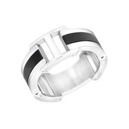 Fingerring s.Oliver "2035800/-01/-02/-03" Gr. 60, schwarz (edelstahlfarben, schwarz), Fingerringe, Herren, 60, Edelstahl, 10mm