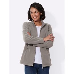 Fleecejacke Casual Looks, Damen, Gr. 36, grau (taupe), 100% Polyester, unifarben, Jacken