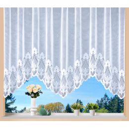 Weckbrodt-Gardinen Gardine WECKBRODT "Weimar" Gr. 10, wei&szlig;, B:900cm H:175cm, Jacquard, Polyester, Gardinen, Gardine, Jacquard, Bogenstore, floral, Halbtransparent, Sockel, Bord&uuml;re, Store