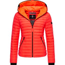 Steppjacke Navahoo "Kimuk", Damen, Gr. XS, orange (neonorange), Obermaterial: 100% Nylon, Futter: 100% Polyester, Wattierung: 100% Polyester, Ärmelfutter: 100% Polyester, figurbetont hüftlang, Ärmel ohne Ärmelschlitz Rippstrickbündchen kontrastfarben, Jacken, leichte Übergangsjacke mit Kapuze