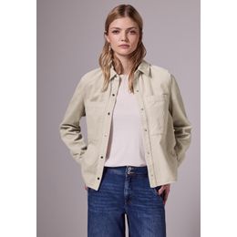 Cordjacke STREET ONE STUDIO, Damen, Gr. 44, beige (pearly sand), Web, Obermaterial: 100% Baumwolle; Futter: 100% Polyester, unifarben, gerade normal, V-Ausschnitt, Bündchen, Jacken, mit Knopfleiste