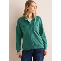 Cardigan Cecil, Damen, Gr. XXL46, grün (sea grün), Stoff, 70% Viskose, 25% Polyamid, 5% Elasthan, unifarben, gerade normal, hoch geschlossener Ausschnitt, Bündchen, Strickjacken, mit Brusttaschen