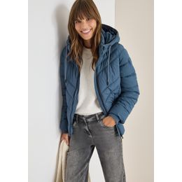 Cecil Damen Steppjackemoonstone blau, Gr. XS, unifarben, Web, Obermaterial: 100% Polyester. Futter: 100% Polyester, Jacken, mit Kapuze