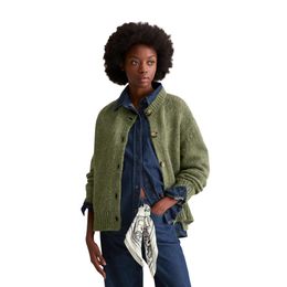 Marc O'Polo Damen Cardigan "relaxed"medium gr&uuml;n melange, Gr. L, MARC O'POLO DENIM, Strick, Obermaterial: 60% Schurwolle, 16% Polyamid, 12% Alpaka, 12% Polyacryl,