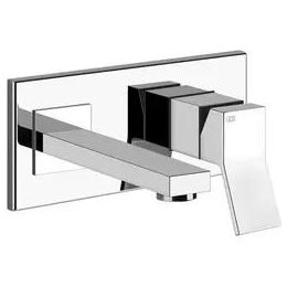 Gessi Rettangolo K, Fertigmontageset Einhebelmischer Waschtisch mit festem Auslauf, ohne Ablaufgarnitur, Ausladung 147mm, 735, 53089710, Farbe: Messing PVD