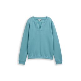 Tom Tailor Damen Scuba Sweatshirt mit Strasssteinen, blau, Uni, Gr. M