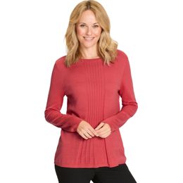 Damen Baumwollpullover mit Zopfmuster im Vorderteil grapefruit, Gr&ouml;&szlig;e 48
