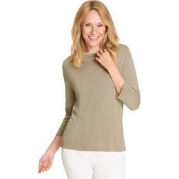 Damen 3/4 Arm-Pullover mit U-Boot-Ausschnitt beige-wei&szlig;, Gr&ouml;&szlig;e 38