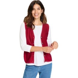 Damen Strickweste mit Trachtenkn&ouml;pfen rot-ecru, Gr&ouml;&szlig;e 38