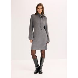 bonprix Strickkleid mit Schleife aus softem Viskose-Mix, grau