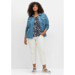 sheego Große Größen Jeansjacke mit aufgesetzten Brusttaschen, blue-bleached, Größe 48 - Damen