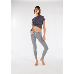 Leggings Freddy "WRUP SUPERSKINNY REGULAR COTTON", Damen, Gr. L (40), N-Gr, grau (melange grau), Web, Obermaterial: 81% Baumwolle, 19% Elasthan, figurbetont knöchelfrei, Hosen, mit Lifting & Shaping Effekt