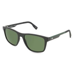 Lacoste L6078S | Herren-Sonnenbrille | Fassung: Vollrand, Eckig, Kunststoff, Schwarz | Glasfarbe: Grün